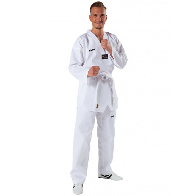 Dobok KWON Victory WTF Gola Branca Canelado | Clube da Luta Shop
